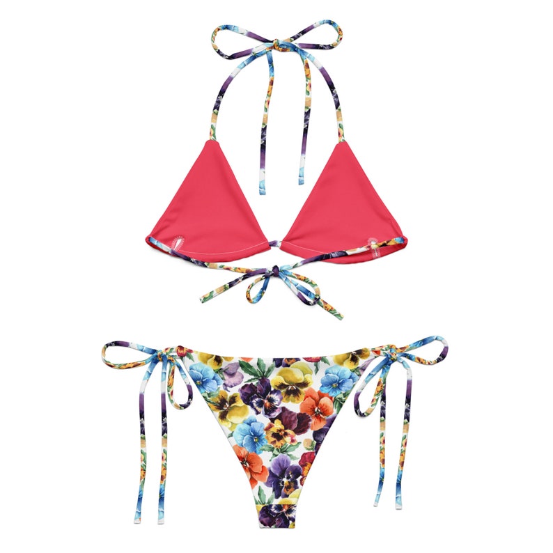 Fresh Flower Bouquet String Bikini Set Minimalist Recycled Eco Friendly ...
