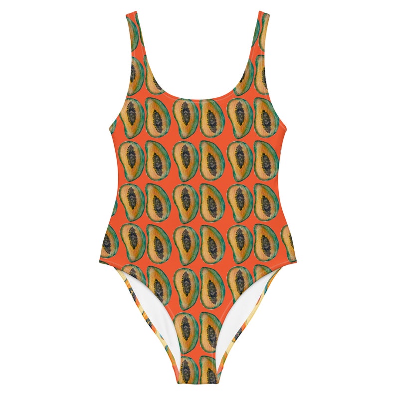 Orange Tropical Papaya One-piece Swimsuit | Recycled Eco Friendly ...