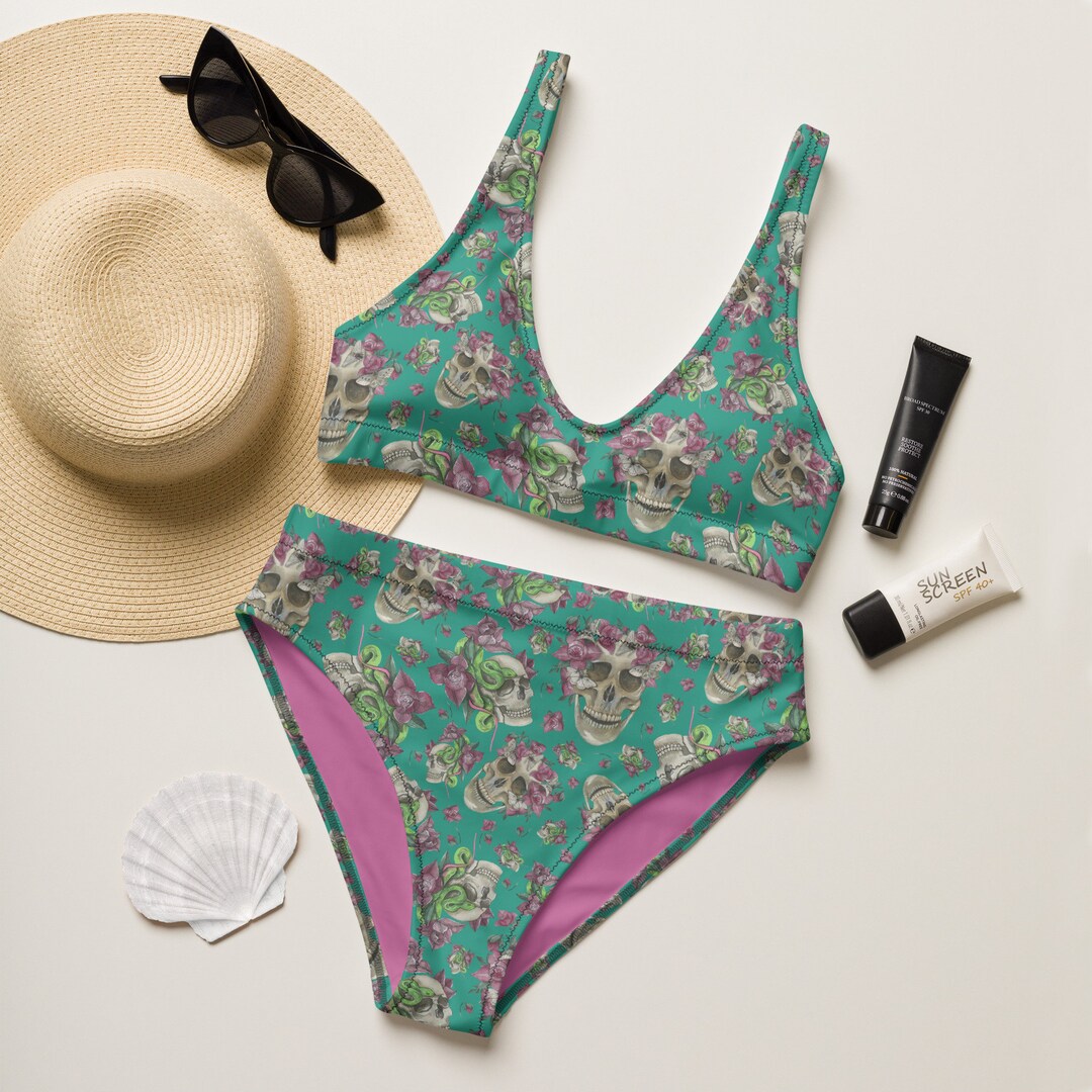 Vintage Skull & Snake High Waisted Bikini Set Nautical Recycled Bikini ...