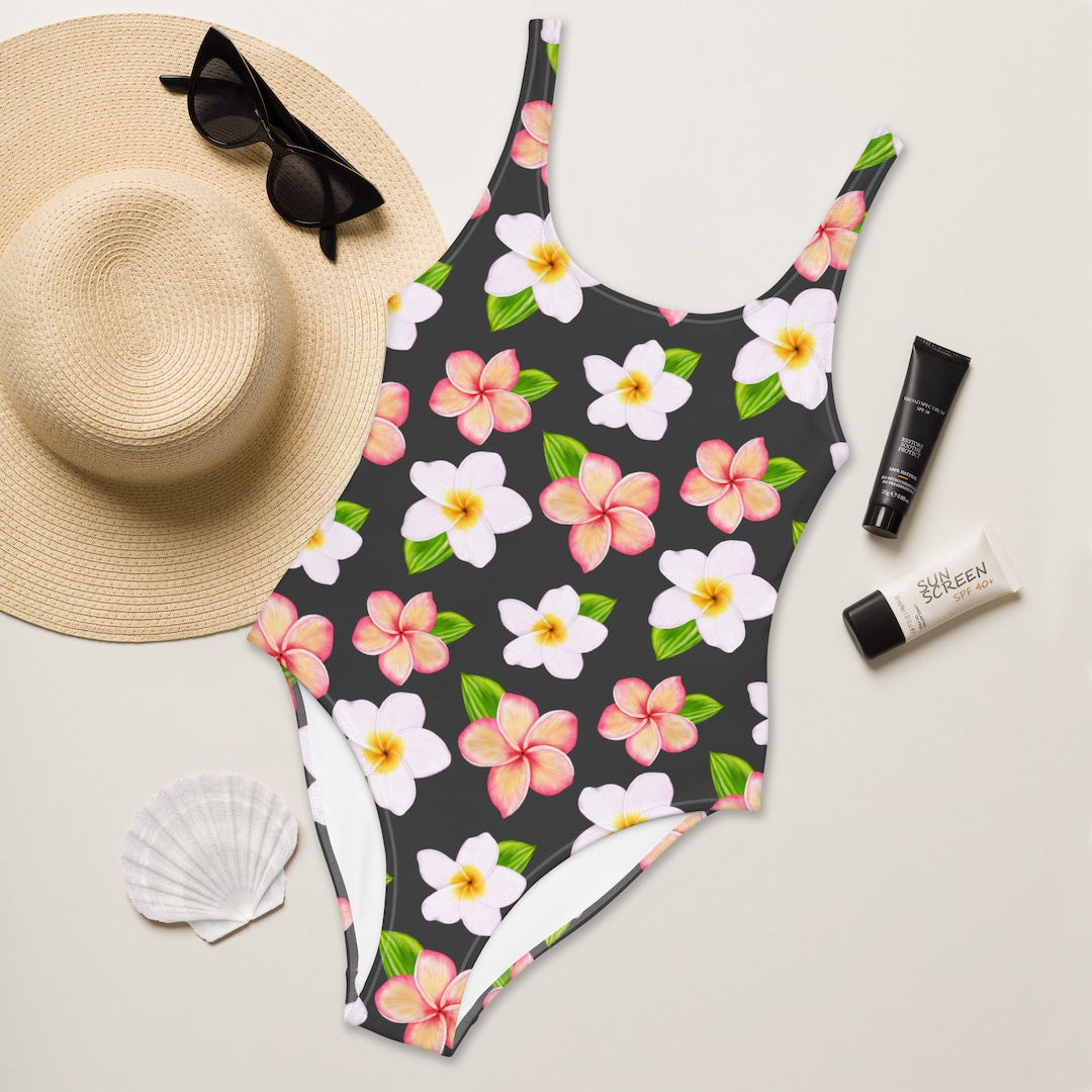 Retro Tropical Flowers One-piece Swimsuit Recycled Eco Friendly Bathing ...