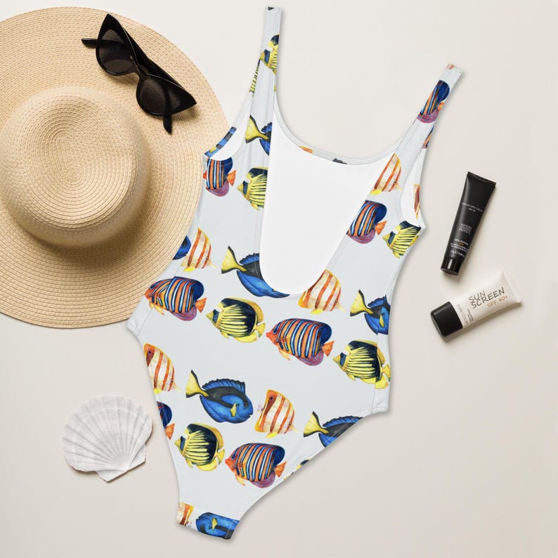 Vintage Deep Sea One-piece Swimsuit | Ocean Fish Recycled Eco Friendly ...