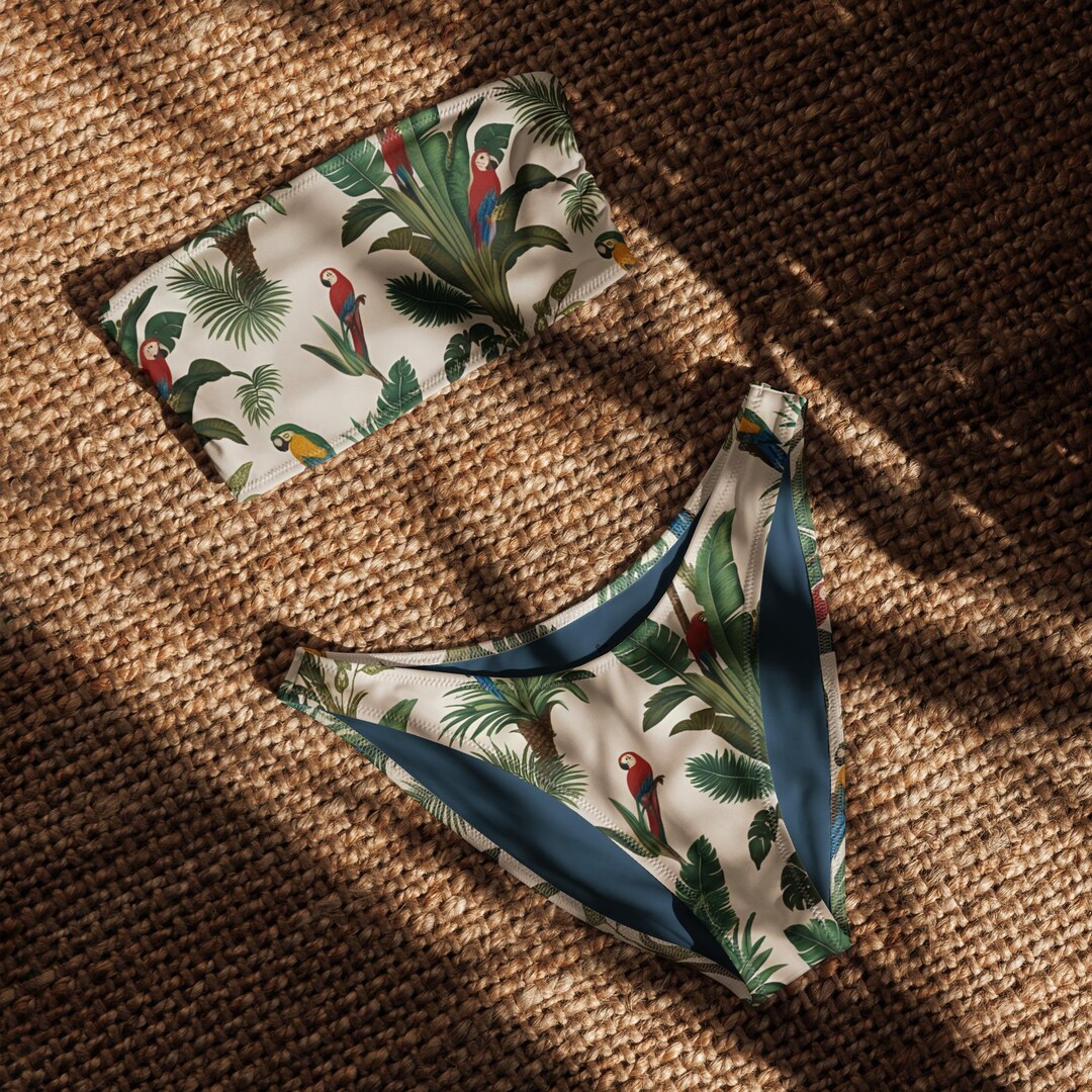 Wild Macaw Bandeau Bandeau Bikini | Recycled Eco Friendly Bathing Suit ...