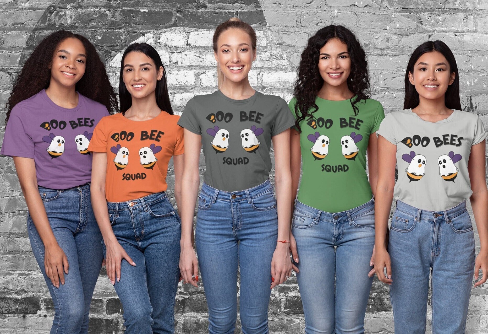 Boo Bees Halloween Ghost Boobies Tshirts Halloween Matching Boobee Squad Tees Cute Halloween ...