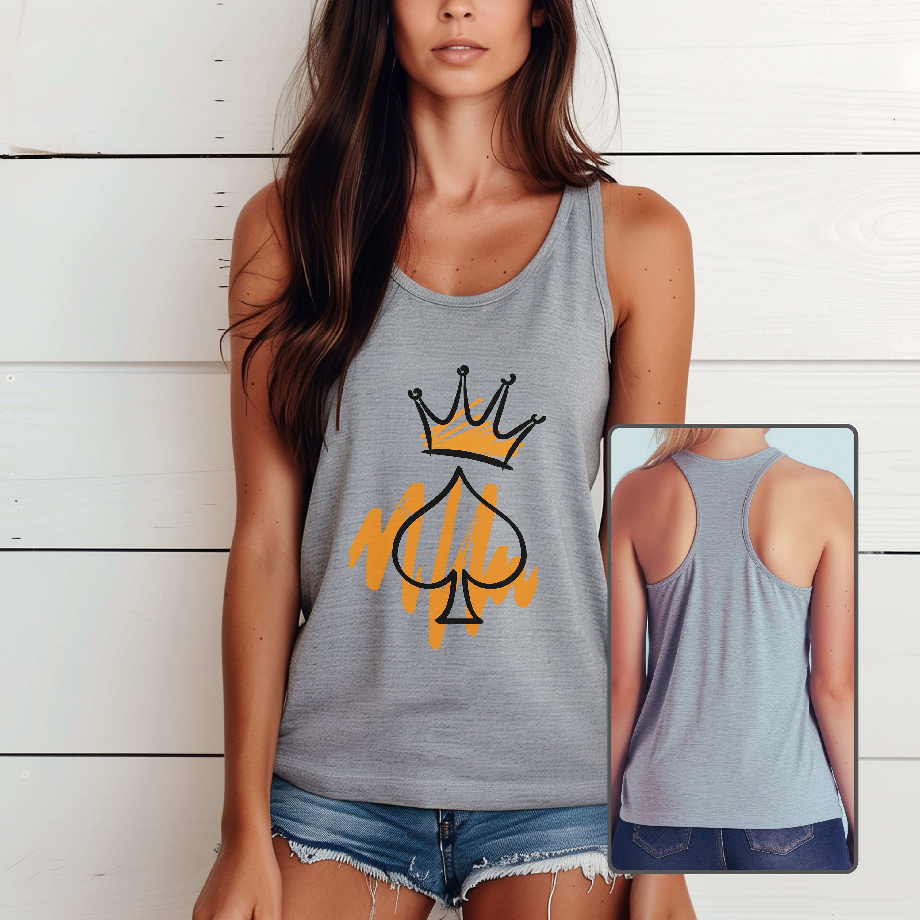 Flirty Queen of Spades Tank Top With Crown & Spade - Simple and Bold - Etsy