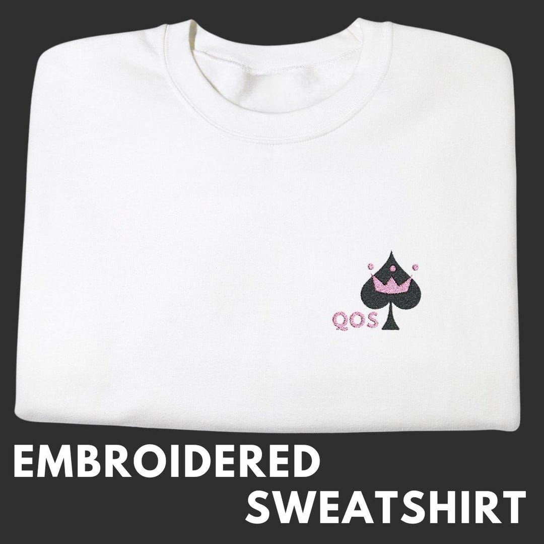 Embroidered QOS Queen of Spades Sweatshirt Cute Pink Hotwife Swinger ...