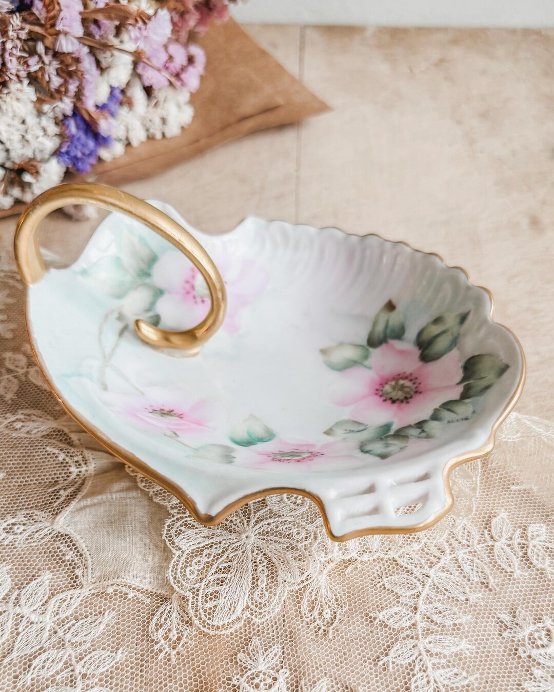 Hand Painted Vintage/antique Porcelain Bone China Nappy Dish Perfect ...