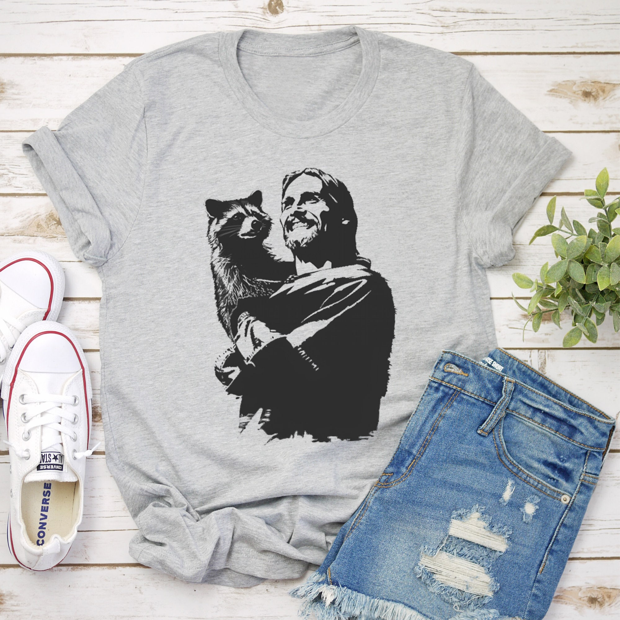 Raccoon Jesus Shirt Christian Raccoon Gift Religious Jesus and Raccoon ...