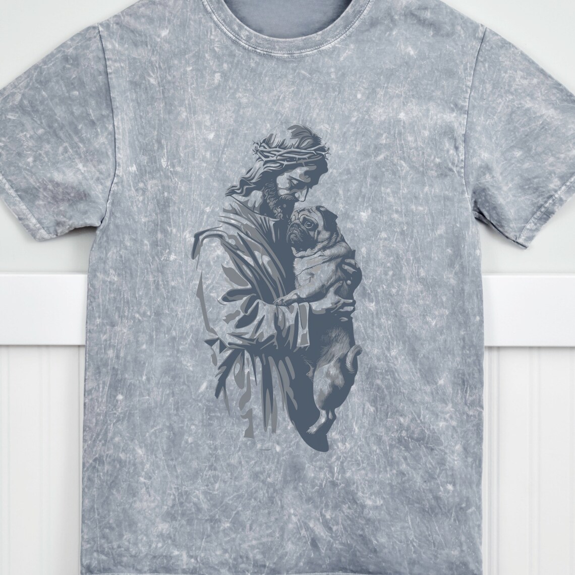Jesus Pug Shirt Cute Pug Dog God Holding Pug Tee Gift for Pug Owner and ...