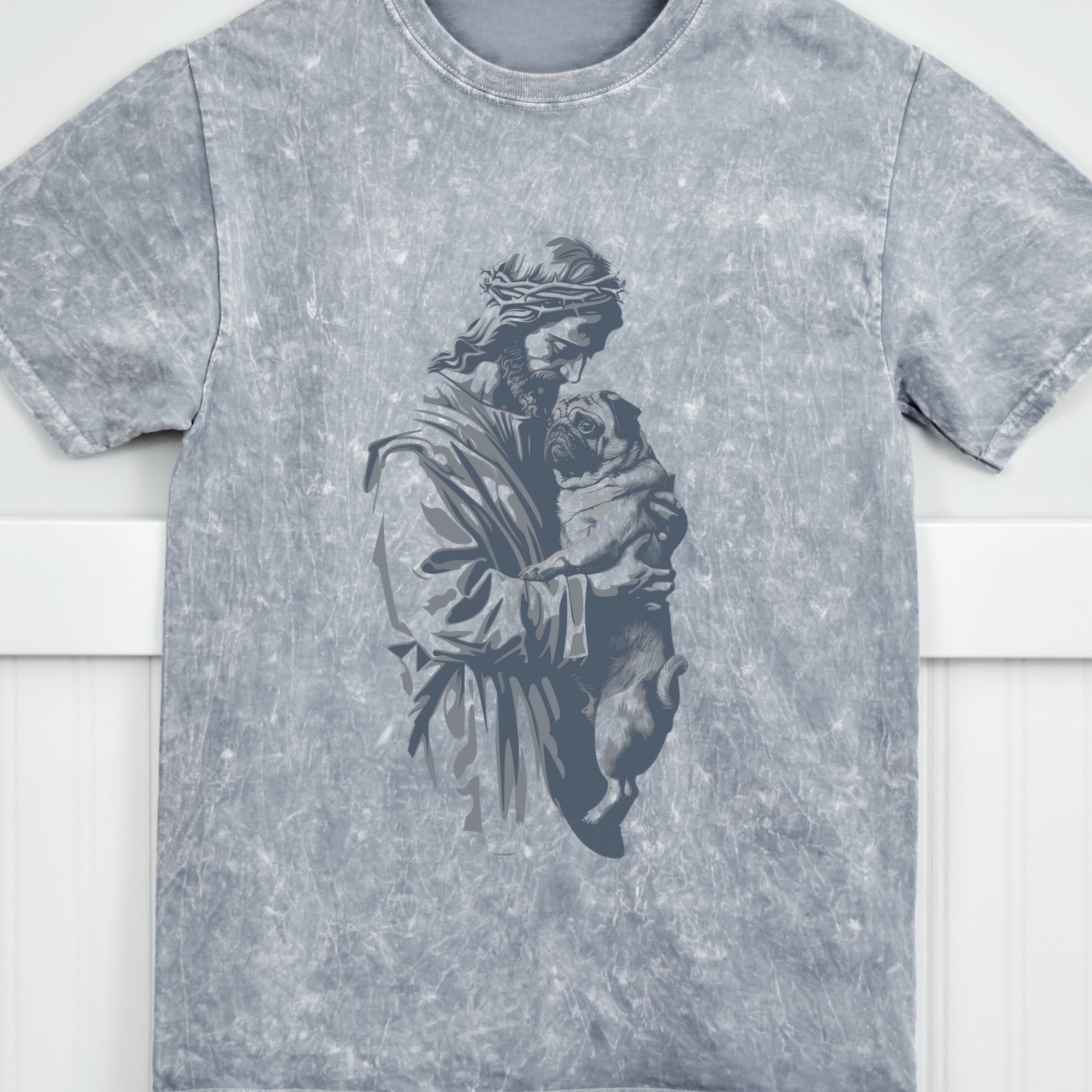 Jesus Pug Shirt Cute Pug Dog God Holding Pug Tee Gift for Pug Owner and ...