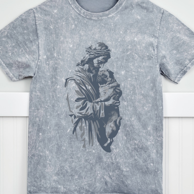 Jesus Pug Shirt Cute Pug Dog God Holding Pug Tee Gift for Pug Owner and ...