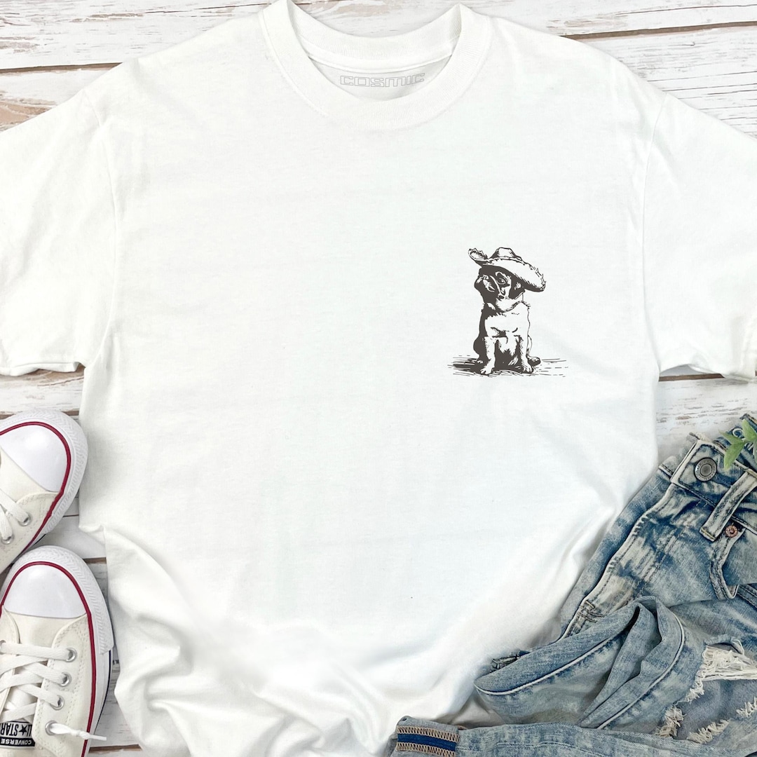 Vintage Pug Cowboy Shirt - Perfect Gift for Pug Lovers, Sitting Pug Tee ...