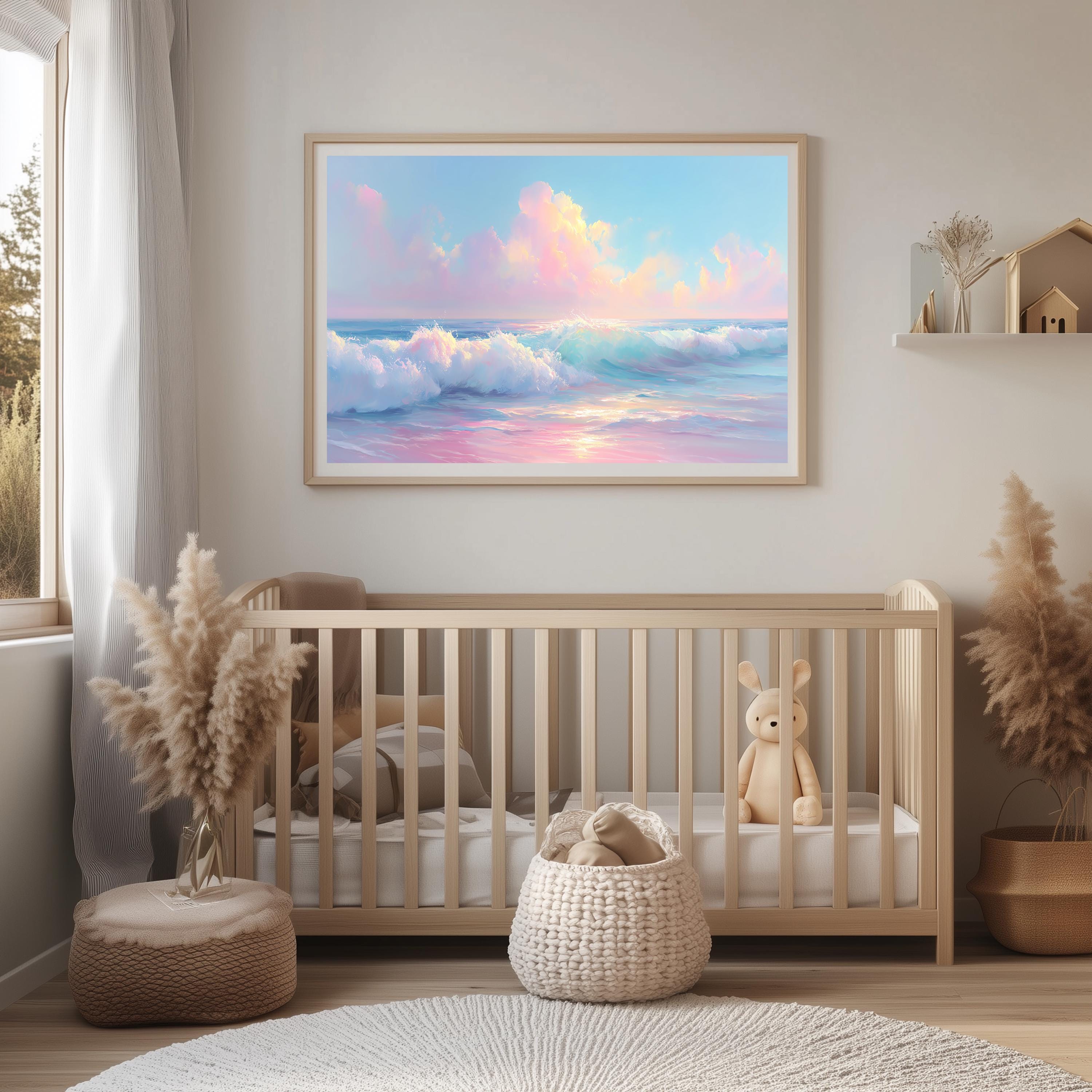 Pastel Ocean Wall Art Printable Beach Sunrise Digital Download Wave ...