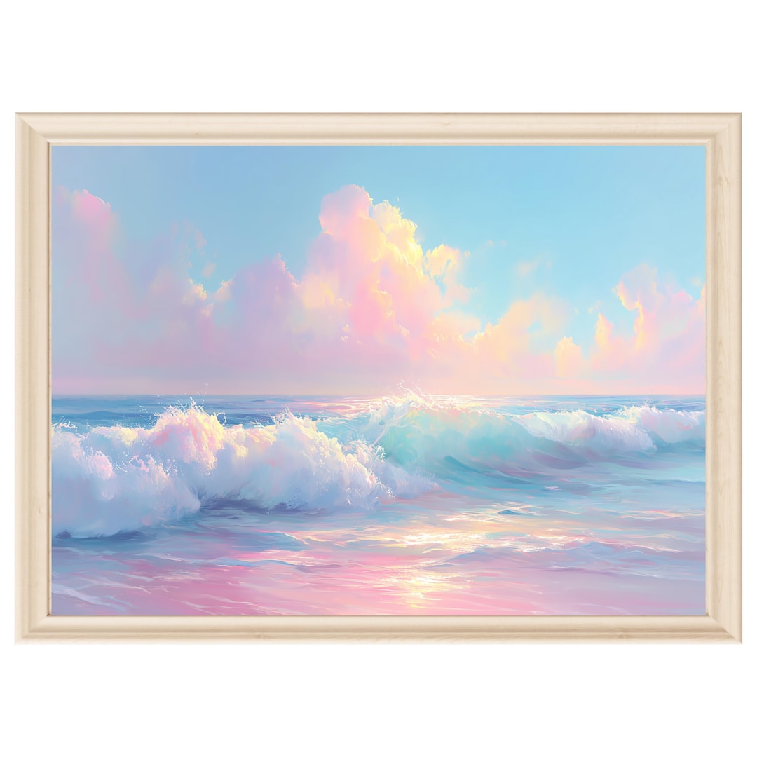 Pastel Ocean Wall Art Printable Beach Sunrise Digital Download Wave ...