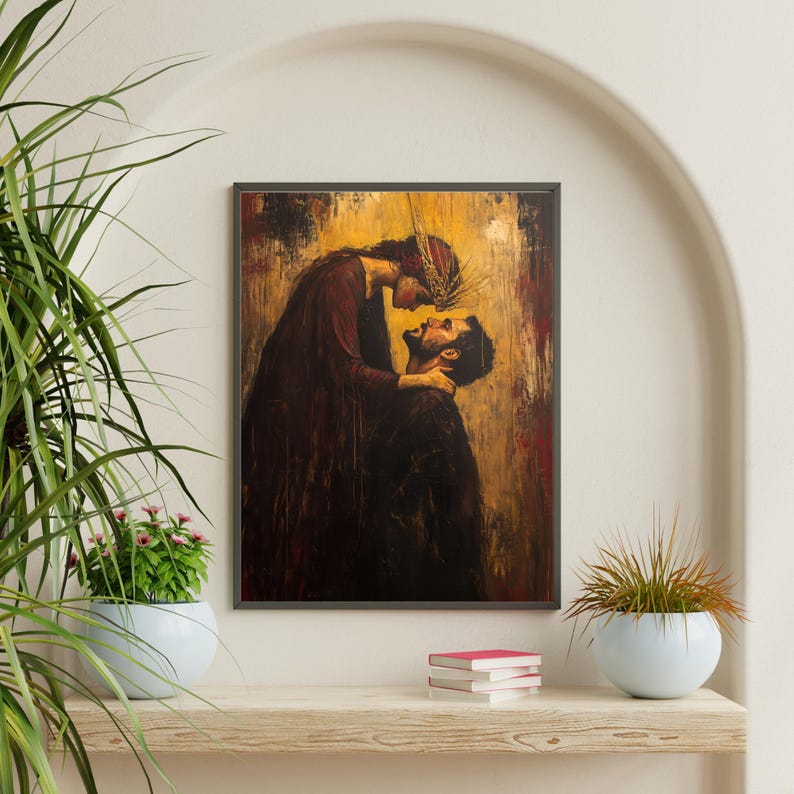 Medieval Style Oil Painting Dark Academia Digital Download of Crowned ...