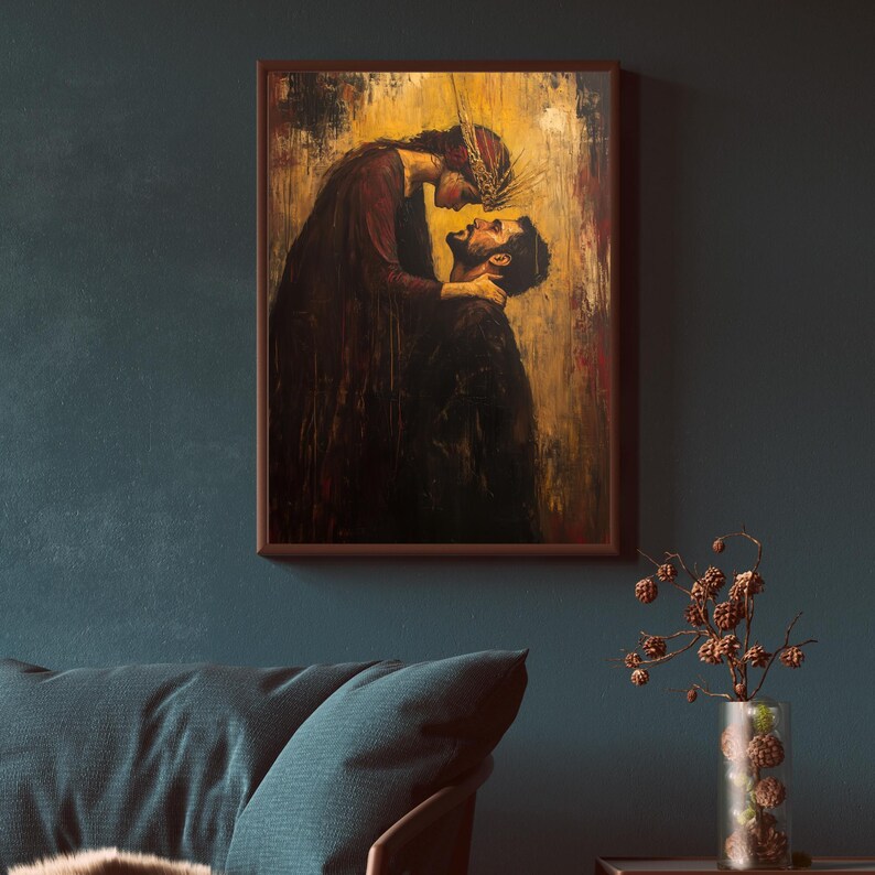 Medieval Style Oil Painting Dark Academia Digital Download of Crowned ...