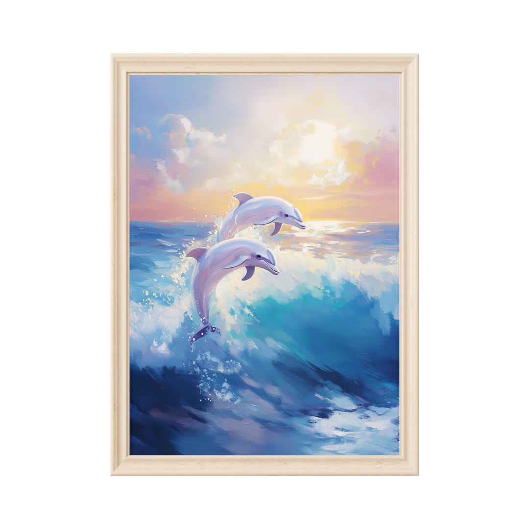 Pastel Dolphin Ocean Wall Art for Ocean Lover Digital Download Gift ...