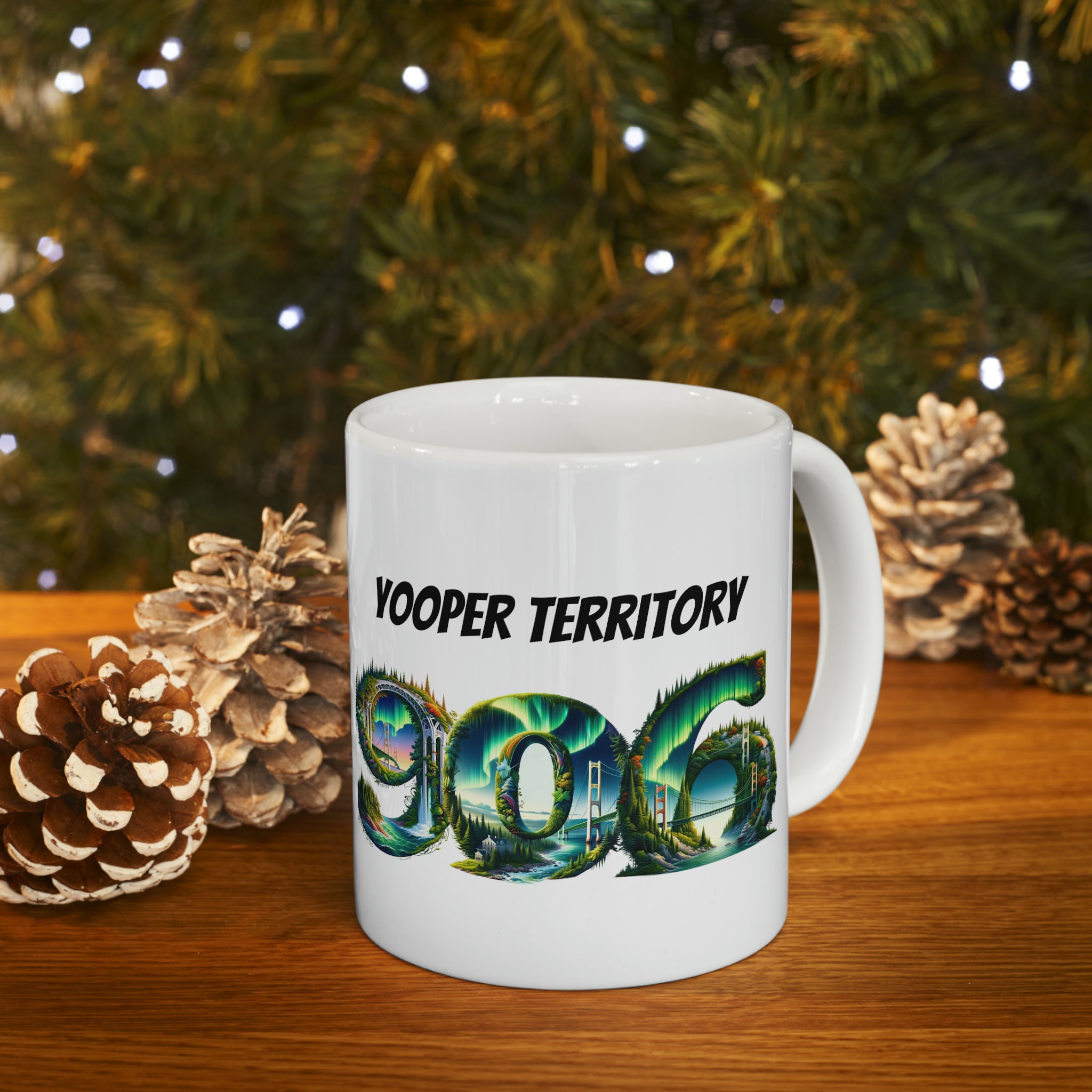 Yooper Territory '906' Mug, Northern Lights Design, Upper Peninsula ...