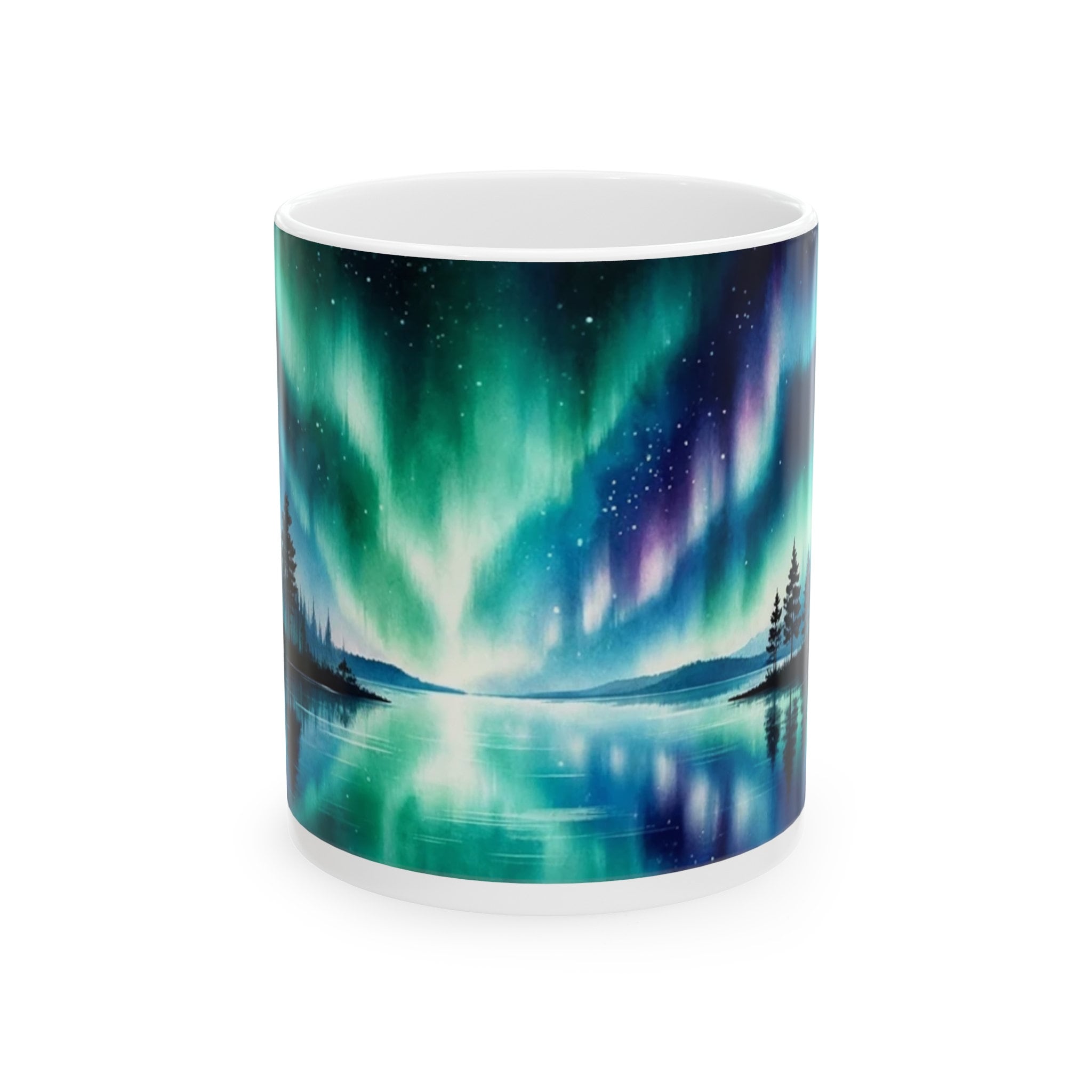 Northern Lights Full Wrap Mug Aurora Borealis Enamel Cup Gift Nature ...