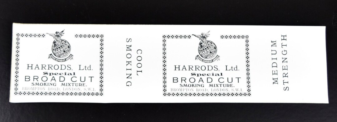 Antique Old Early 1900's Harrods Special Broad Cut Tobacco Tin Label - Etsy