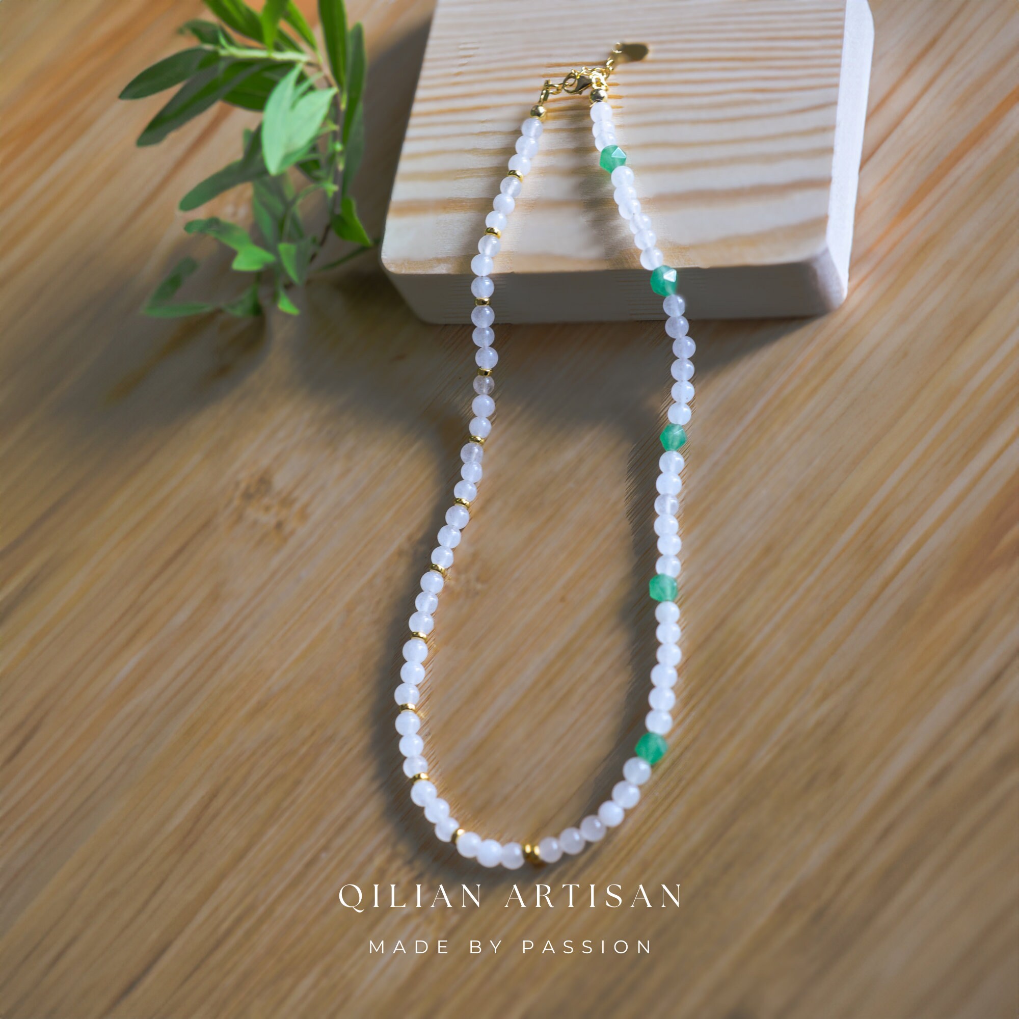 Jade Lotus: Handmade White Jade and Dongling Stone Necklace｜chocker ...