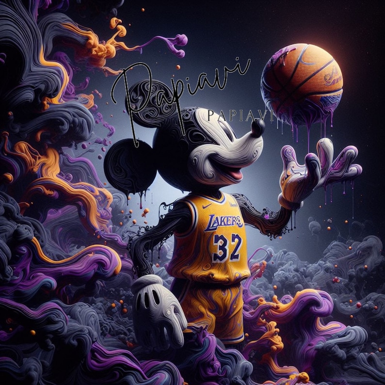 Mickey Mouse in Lakers Uniform - Etsy