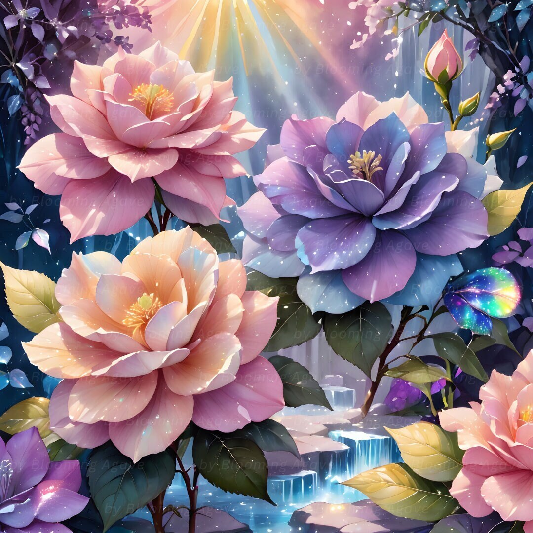 Pastel Roses Flowers Digital Paper Art Printable Watercolor Nature ...