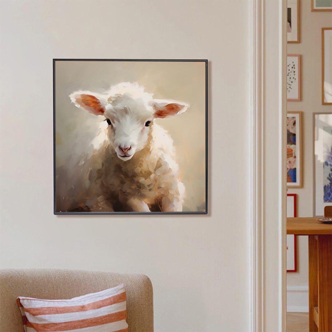 Original Baby Lamb Oil Painting,sheep Portrait,farm Animals, Animal ...