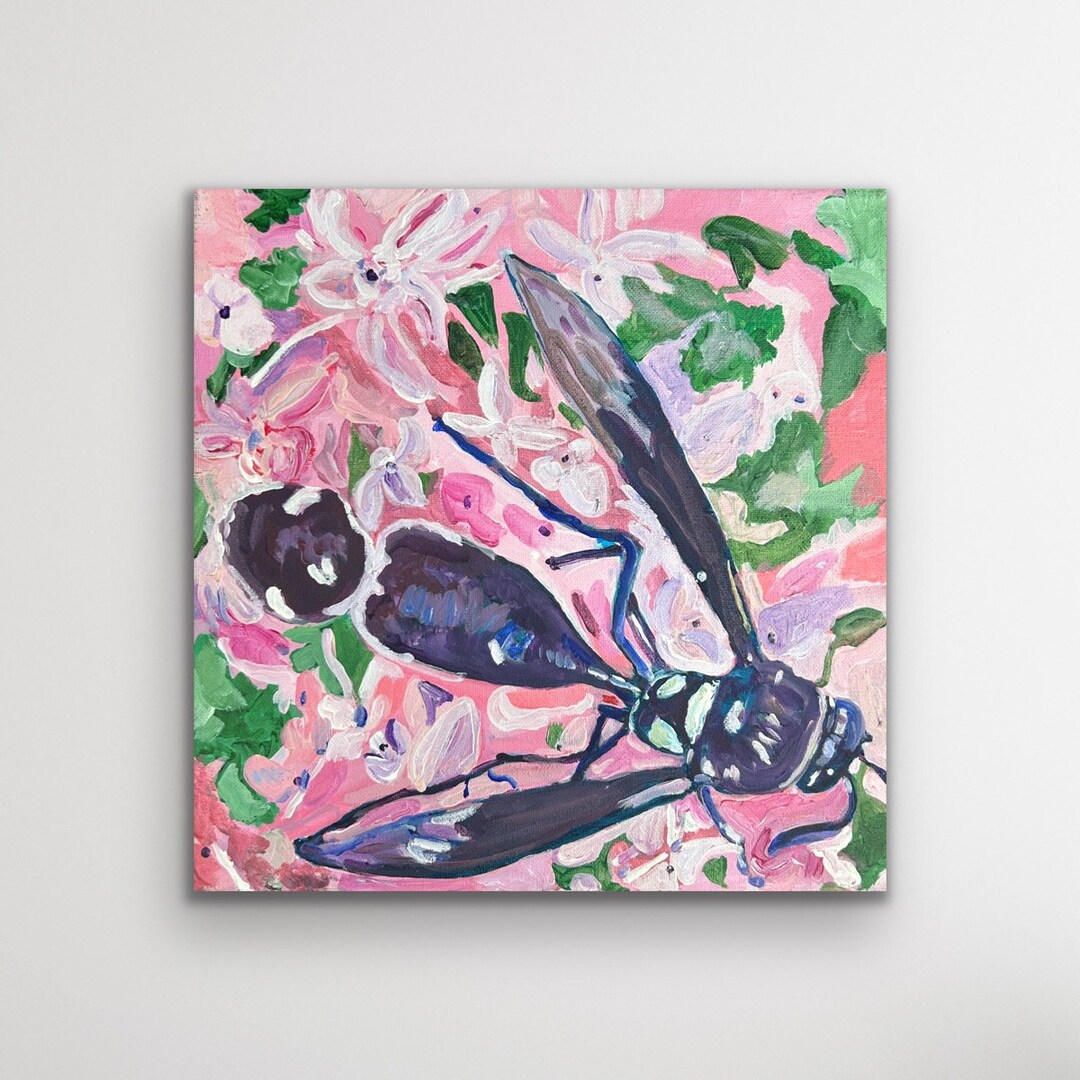 Original Painting on Canvas 12"x12" | Insect Art | Bug Painting ...