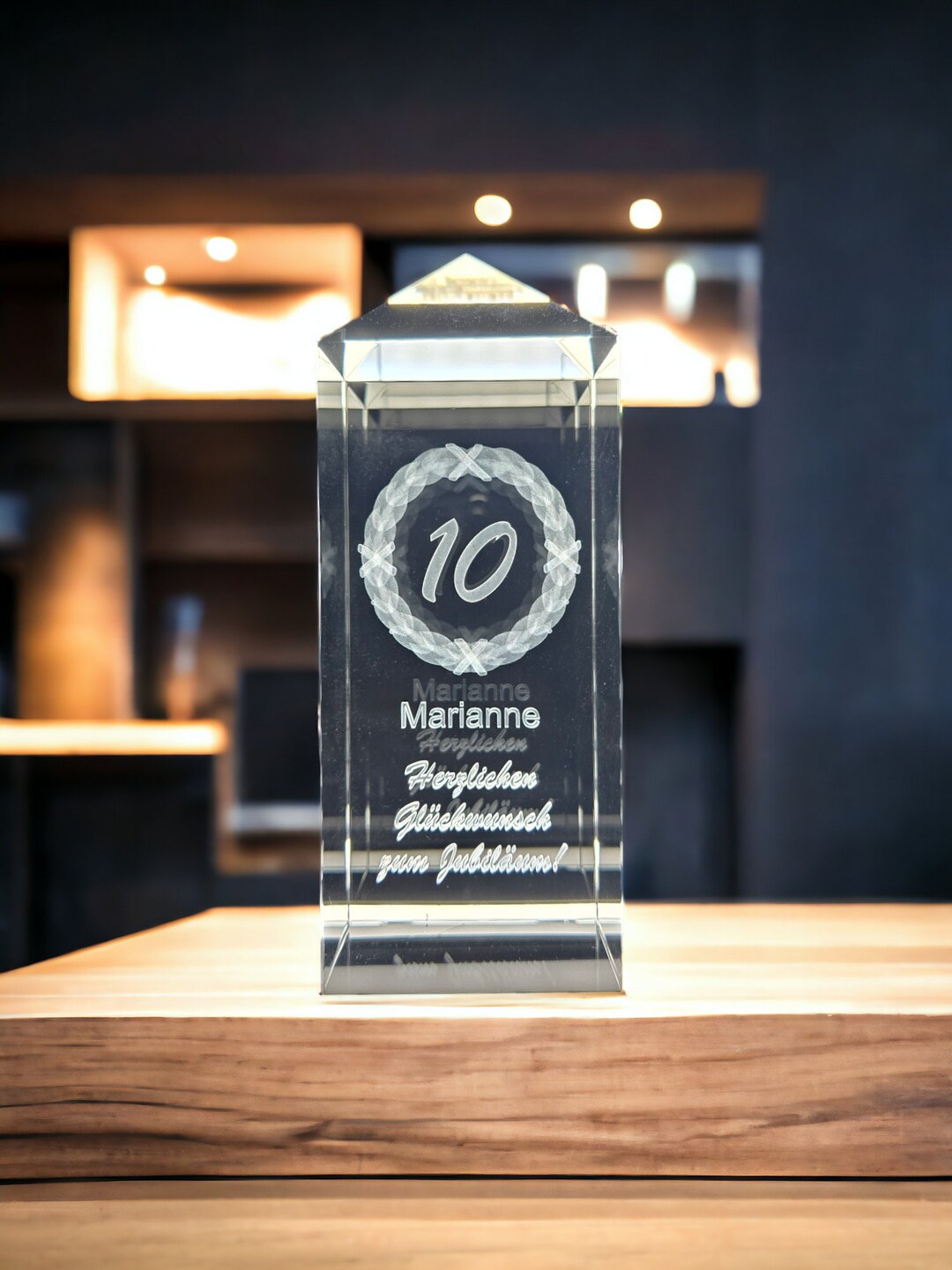 2D Photo in a Trophy (pointed) Glass Engraving Gift Picture Laser ...