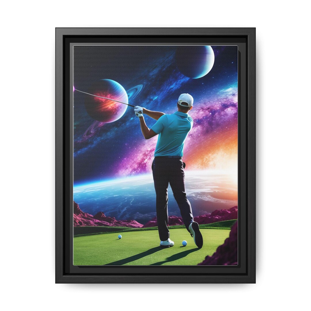 Golfers in Outer Space Wall Art Surreal Golf Artwork, Futuristic Golf ...