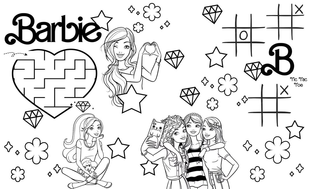 Barbie Activity Sheet/coloring Page, Barbie Party Favor - Etsy