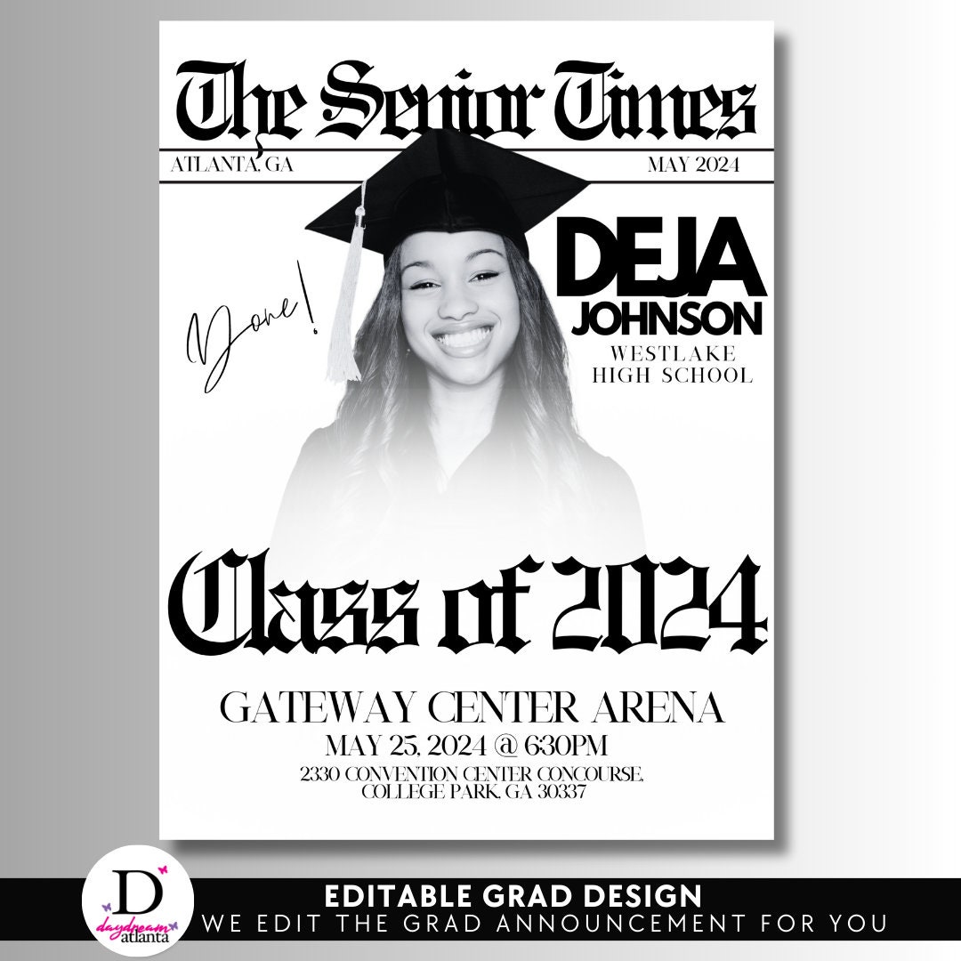 Editable Graduation Newspaper, Grad Invitation, Grad Party Invite ...