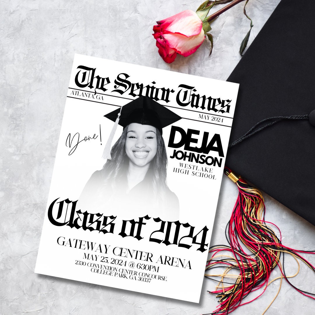 Editable Graduation Newspaper, Grad Invitation, Grad Party Invite ...