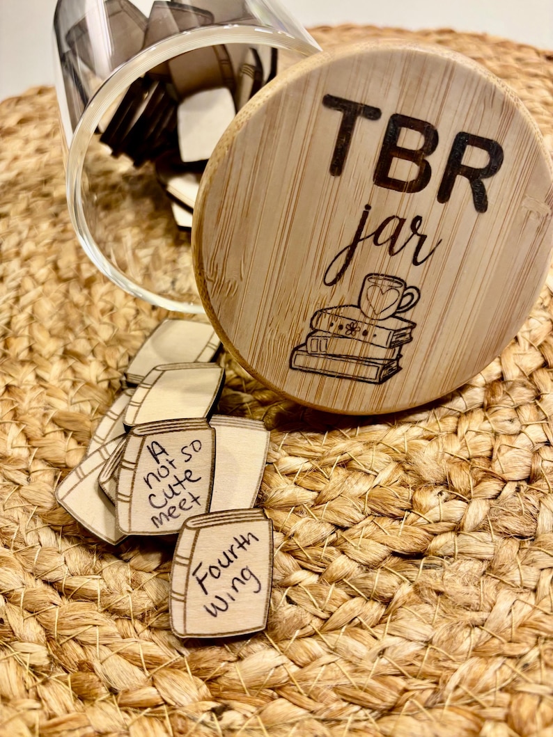 Personalized TBR Jar Engraved Bamboo Lid | to Be Read Wood Book Tokens ...