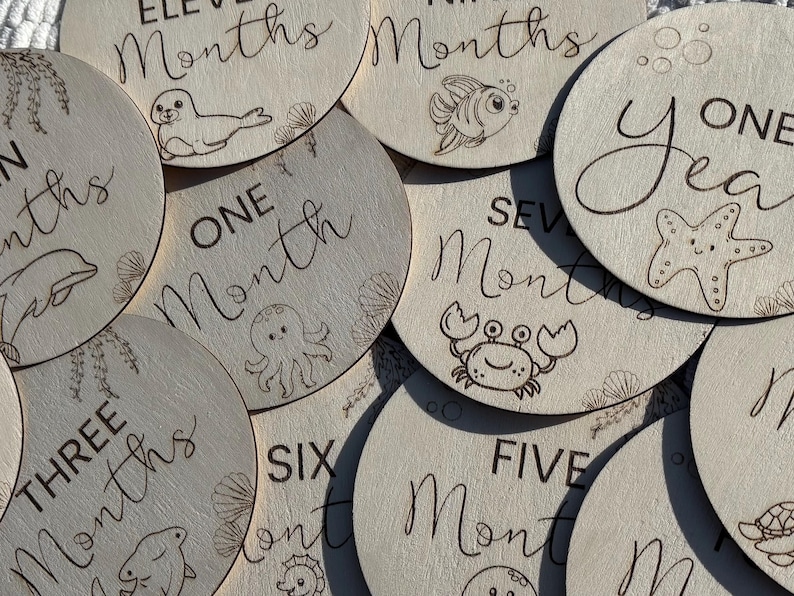 Under the Sea Monthly Milestone Discs, Ocean Monthly Photo Props, Baby ...