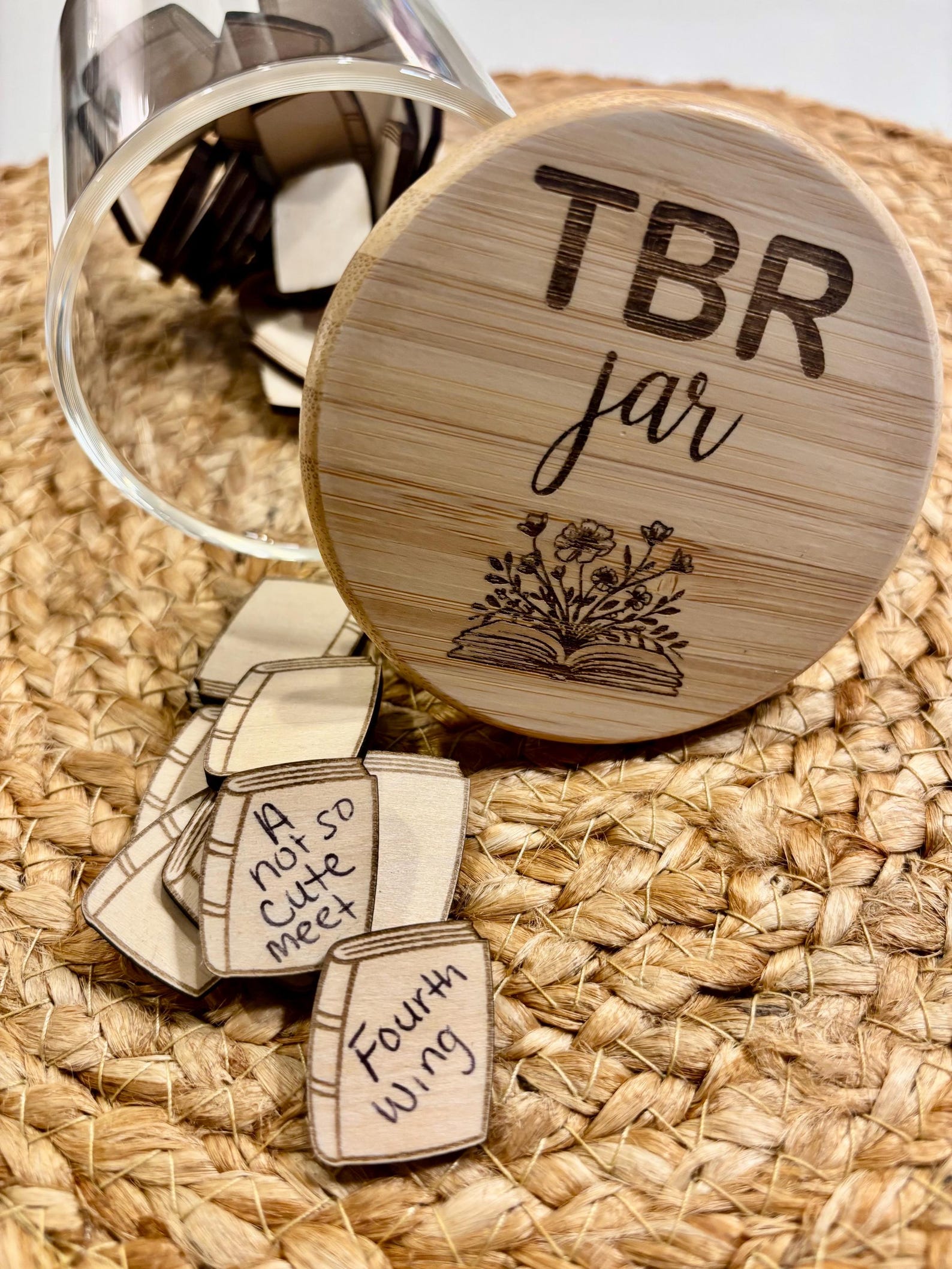 Personalized TBR Jar Engraved Bamboo Lid | to Be Read Wood Book Tokens ...