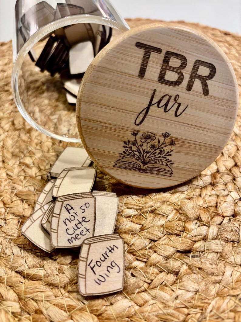 Personalized TBR Jar Engraved Bamboo Lid | to Be Read Wood Book Tokens ...