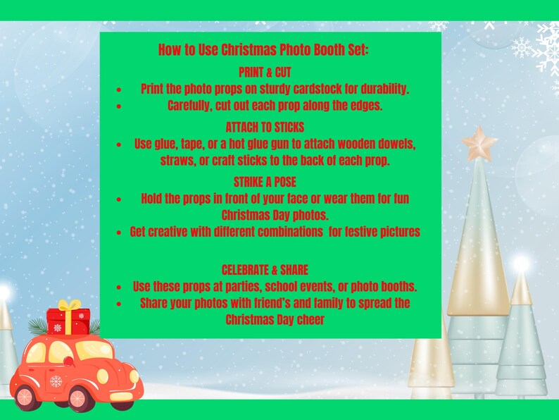 Christmas Photo Booth Props, Printable PDF, 30 Pages Kids & Adults ...