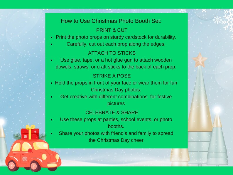 Christmas Photo Booth Props, Printable PDF, 30 Pages Kids & Adults ...