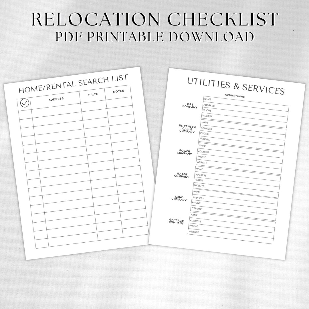 Relocation Planner, Moving Day Checklist, Stress Free Packing ...