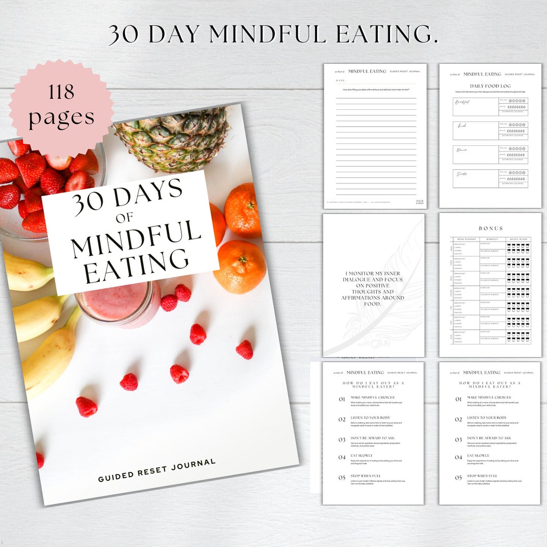 30 Day Mindful Eating Journal, Wellness and Selfcare Journal, Health ...