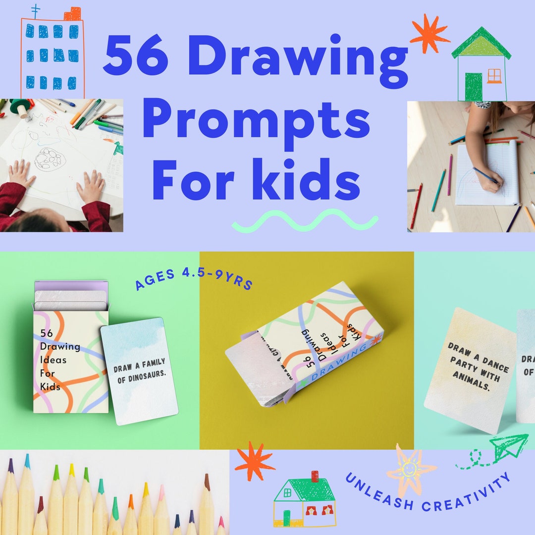 Drawing Prompts for Kids | Creative Ideas | Drawing Practice | Card ...