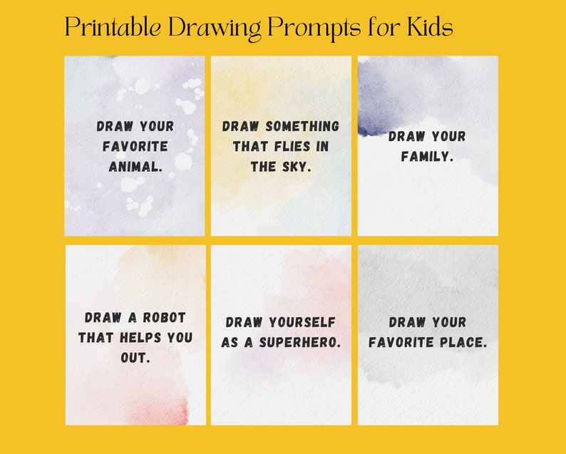 Drawing Prompts for Kids | Creative Ideas | Drawing Practice | Card ...