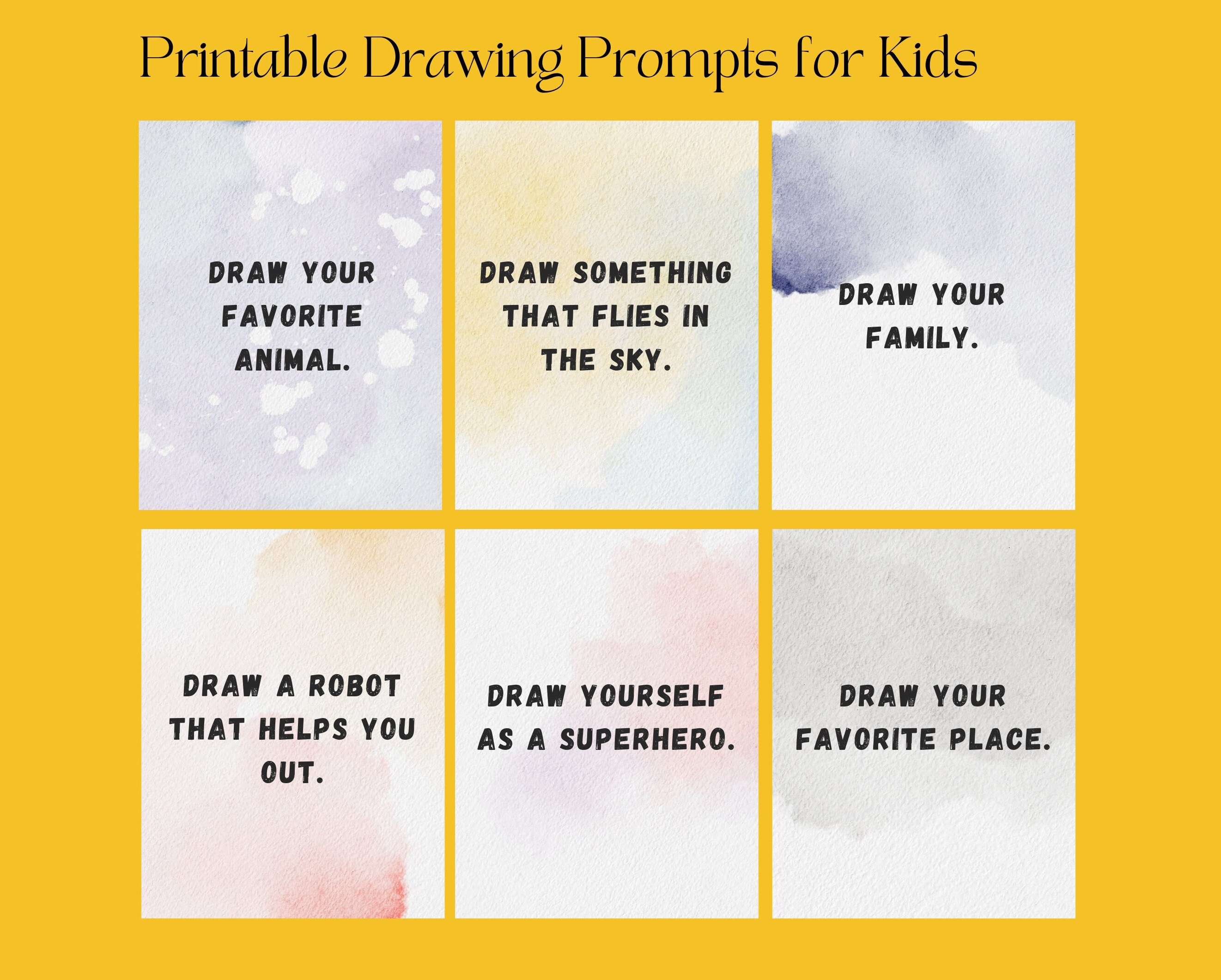 Drawing Prompts for Kids | Creative Ideas | Drawing Practice | Card ...