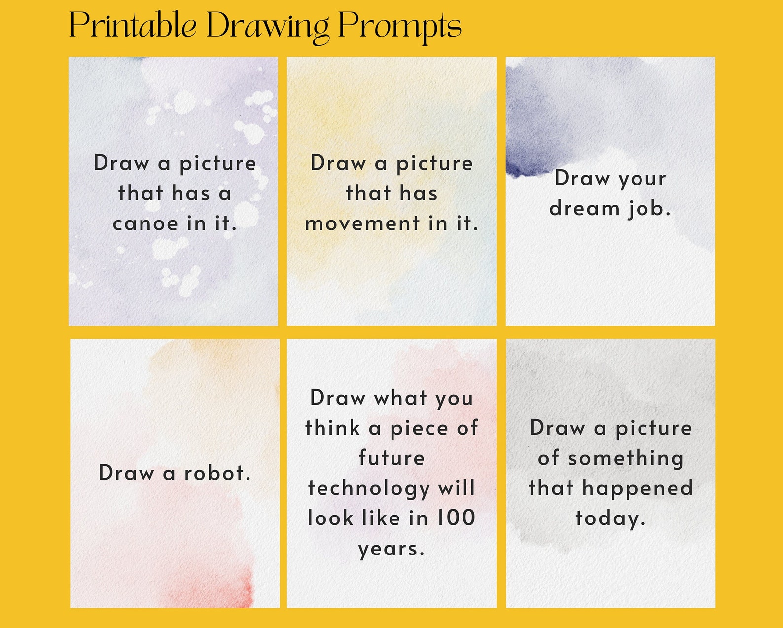 Drawing Prompts | Creative Inspiration Cards | Creative Ideas | Drawing ...