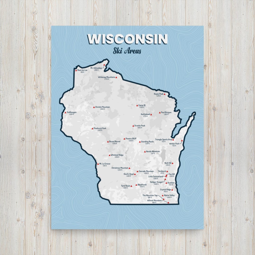 Wisconsin Ski Areas Map Poster Print - Etsy