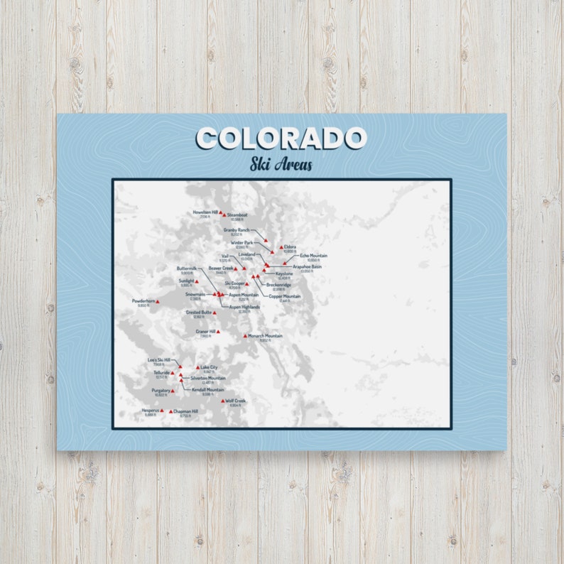 Colorado Ski Areas Map Poster Print - Etsy