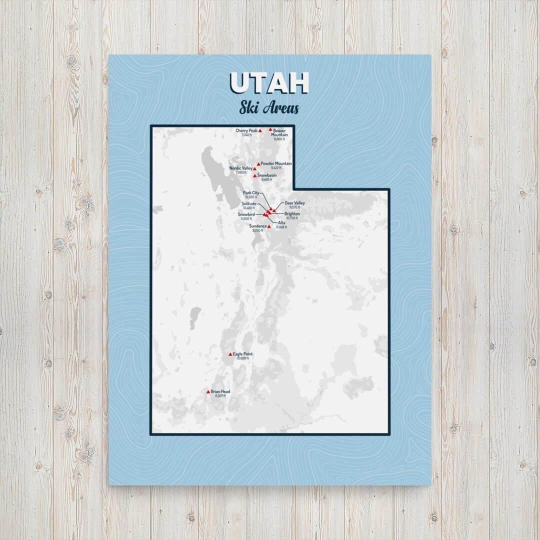Utah Ski Areas Map Poster Print - Etsy