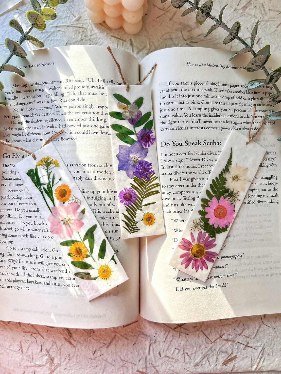 Pressed Flowers Bookmarks, Dried Flower Bookmarks, Wildflower Bookmarks ...