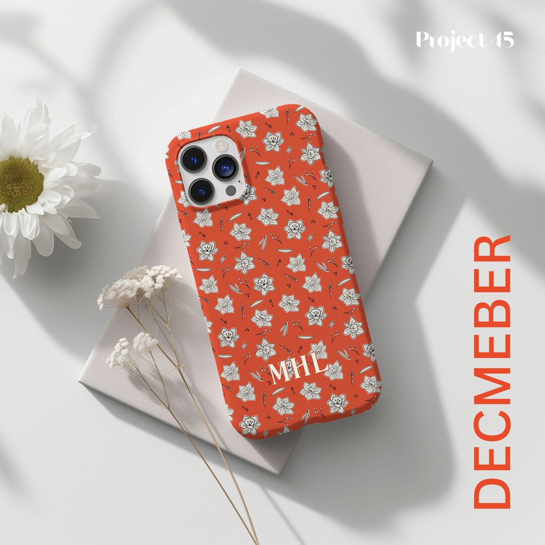Toile Phone Case December Birth Flower for iPhone 16 15 14 13 12 11 Pro ...